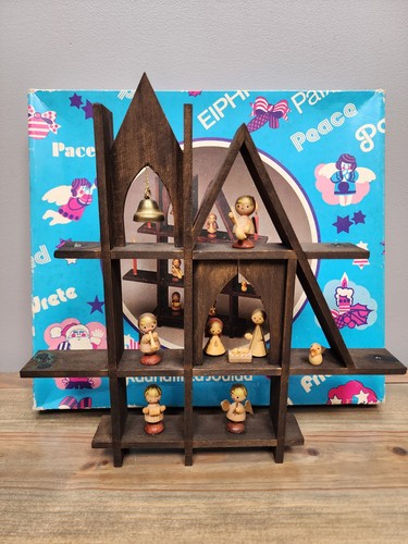 VTG Christmas Nativity Tree Candelabra Goula Spain Wooden Figurines | eBay