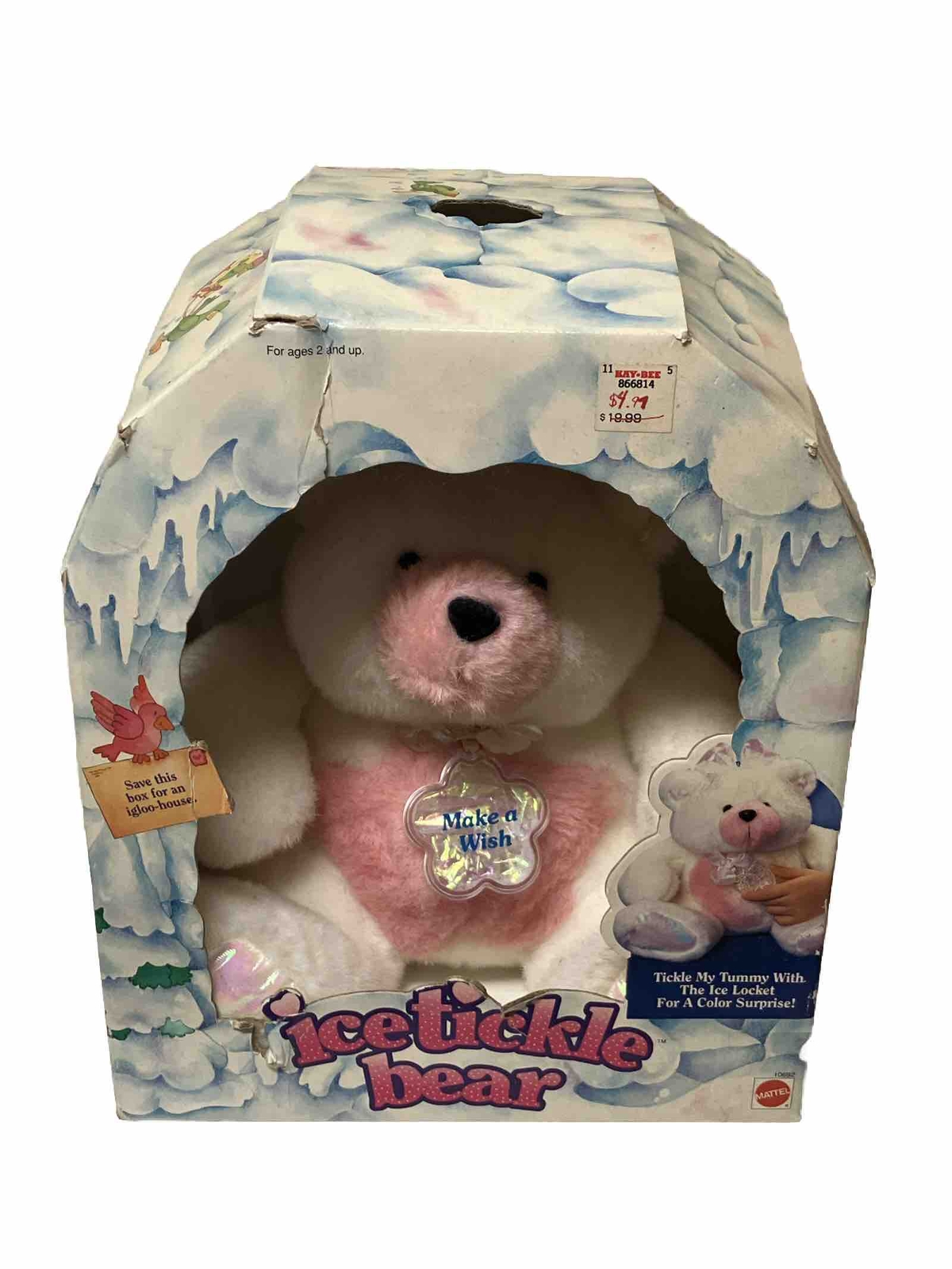 VTG Ice Tickle Bear Pink Tummy MATTEL Rare AS IS PLUSH BEAR MAKE A WISH ...