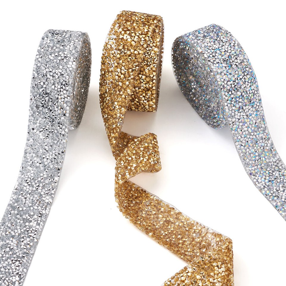 6Yards /Set Glitter Rhinestone AB Color Hotfix Resin Diamond Banding ...