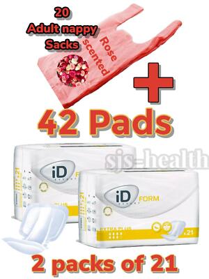 iD Expert Form 2 Extra Plus - 2 Packs of 21 Incontinence Aid 42 Pads ...