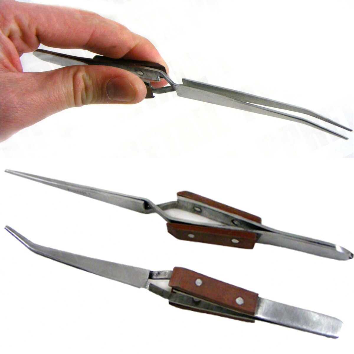 2PC WOODEN HANDLES TWEEZER SET Stamp Craft Jewellery Making Beading ...