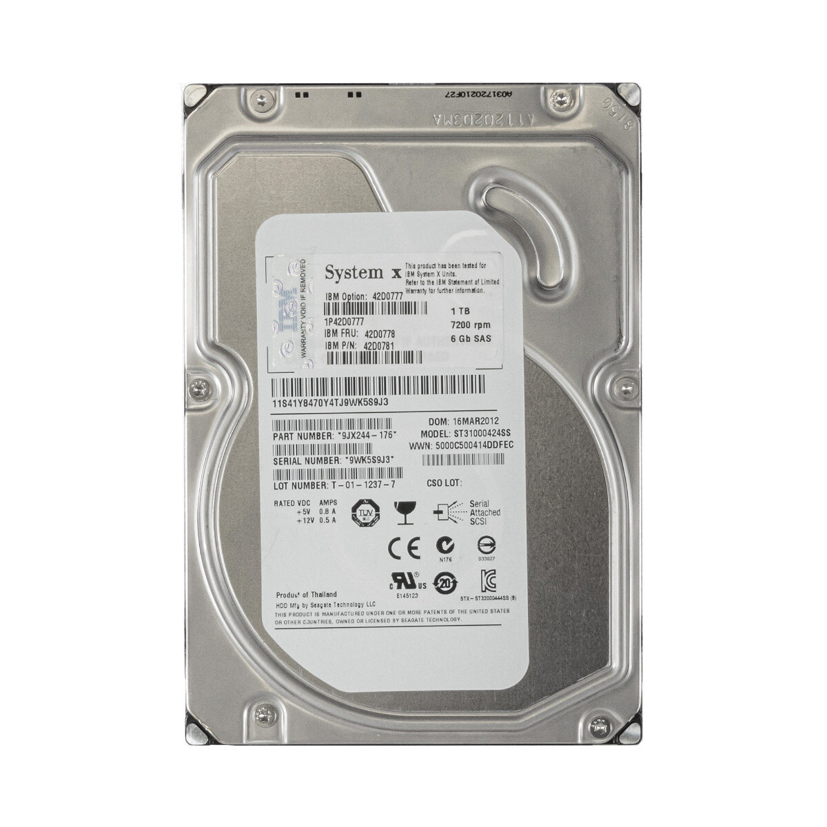 IBM 42D0778 42D0781 1TB 7.2K 16MB SAS-2 3.5'' ST31000424SS | eBay