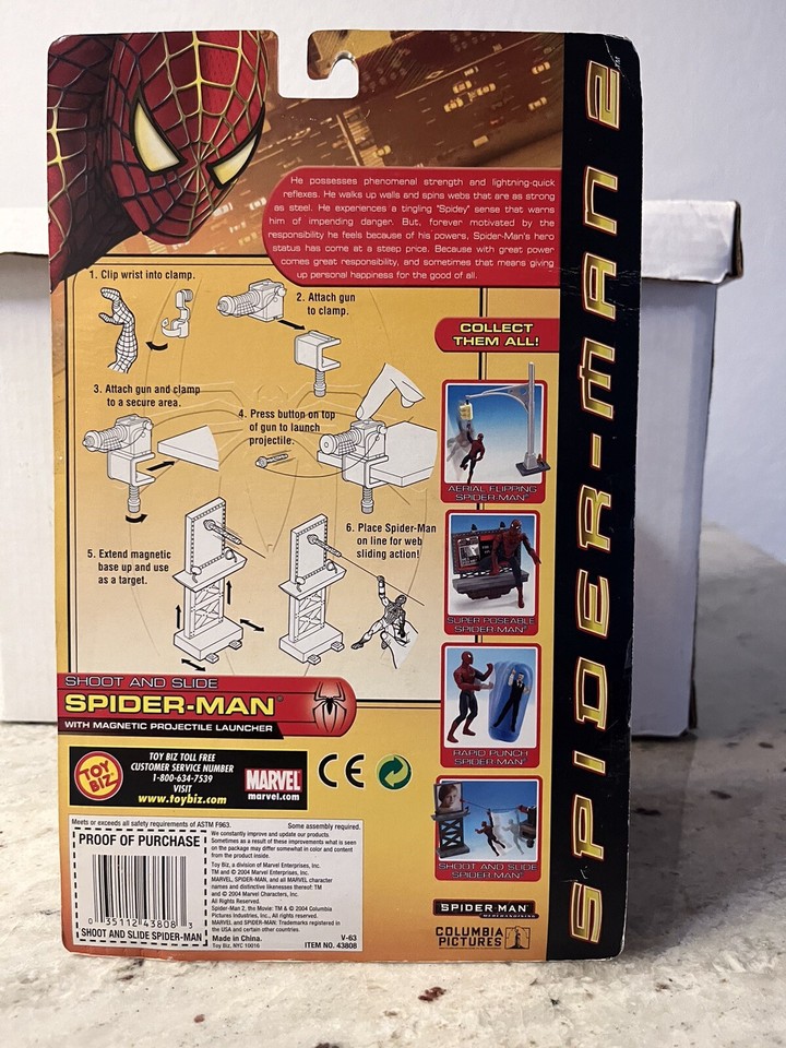 Spider-Man 2 Shoot&Slide w Magnetic Projectile Launcher&Zipline Figure ...