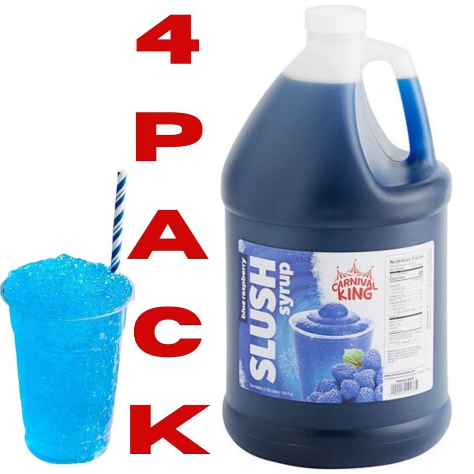 4 Pack Case Slushy Machine Syrup 1 Gallon Blue Raspberry Syrup Frozen ...