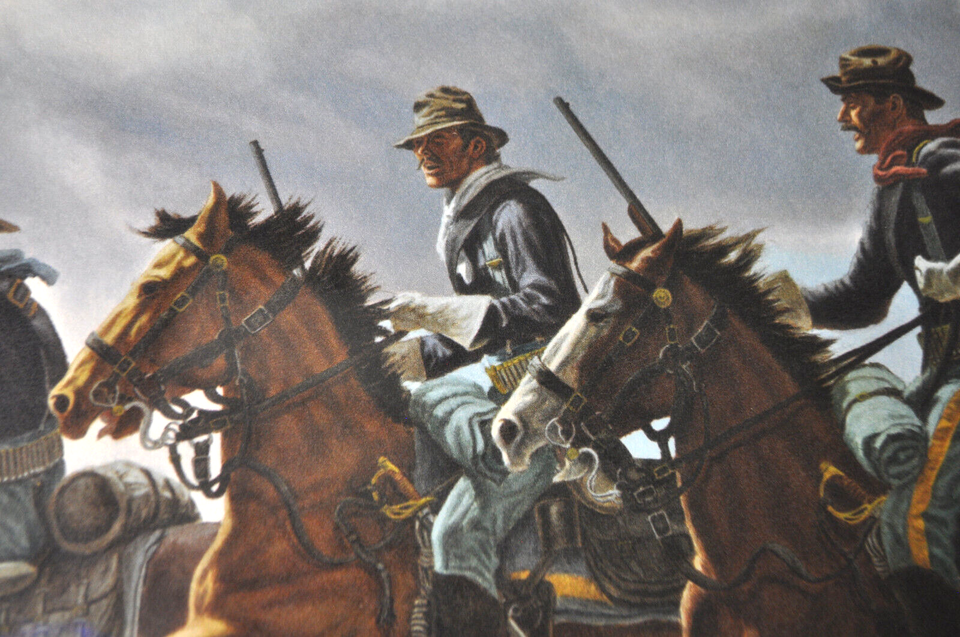 Joe Grandee 1974 Signed Lithograph Pursuit and Attack Framed Double Mat ...