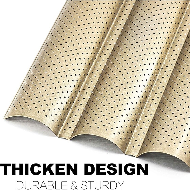 Nonstick Baguette Pan 4 Loaves Perforated Bread Baking Tray Heavy Duty ...