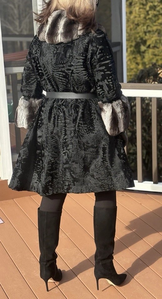 Sorbara Premium Swakara Lamb Woman Fur Coat Chinchilla not Sable Lynx ...