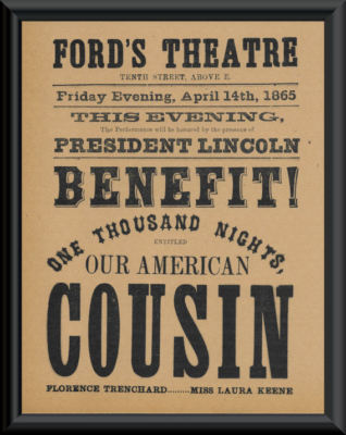 Our American Cousin Poster Reprint On 100 Year Old Paper Abraham ...