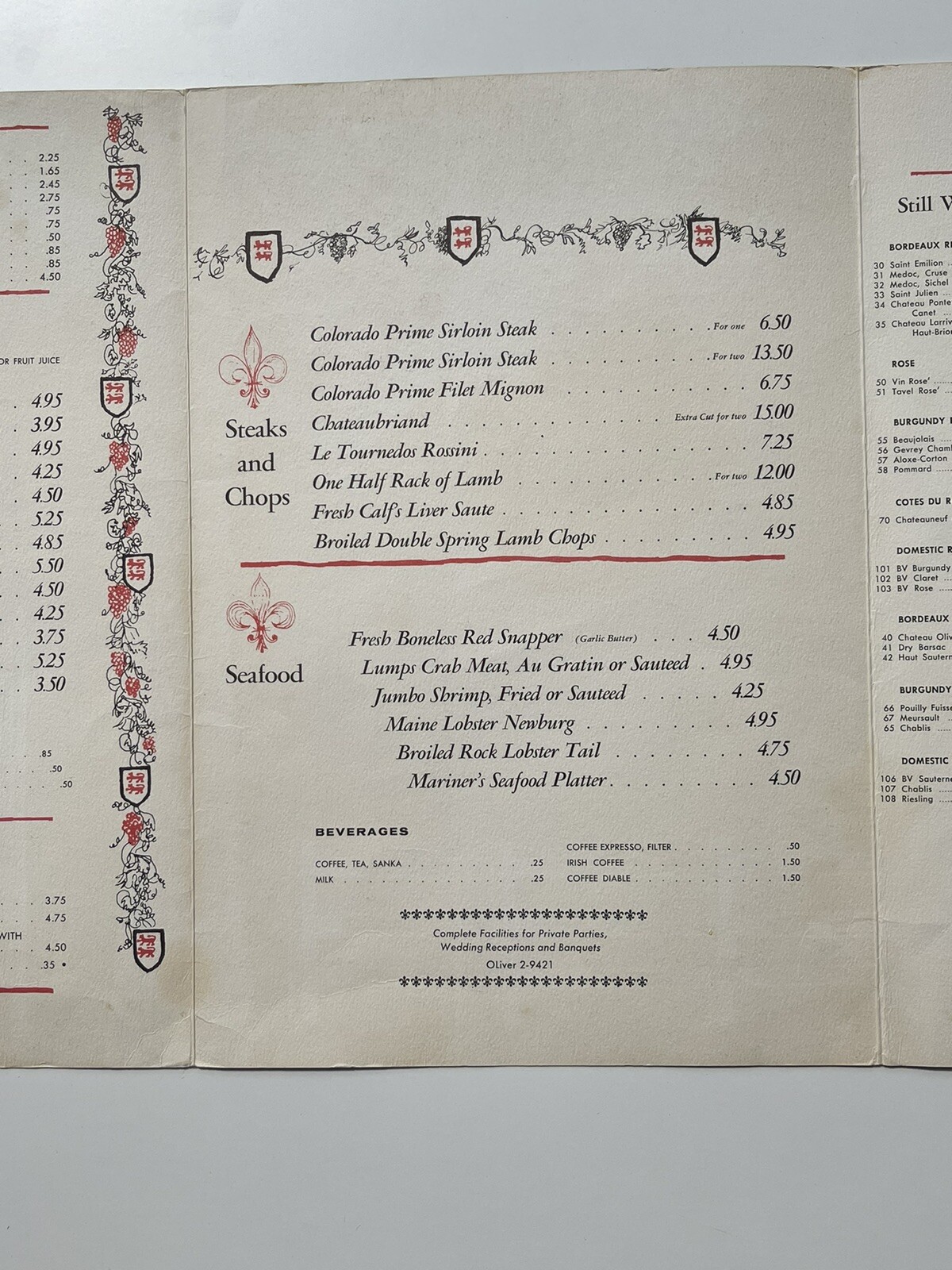 Vintage Normandy Dinner Menu c1955 Potomac, Maryland Restaurant DC ...