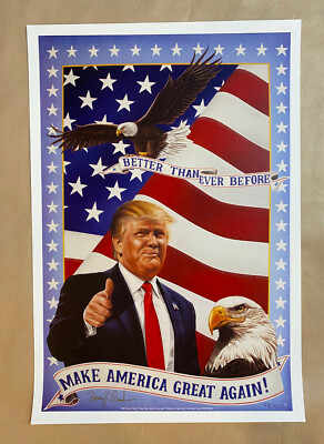 Donald Trump MAGA Poster Print signed by the Artist Darryl Vlasak. 13 x ...