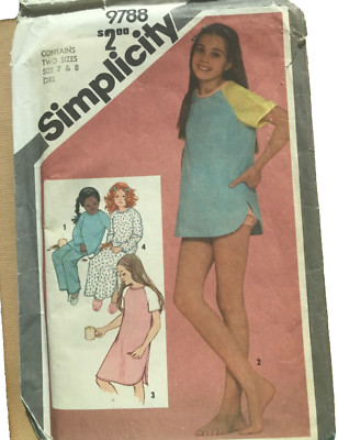 9788 Simplicity Girls' Pullover Nightshirt , Pajamas, and Baby Dolls ...