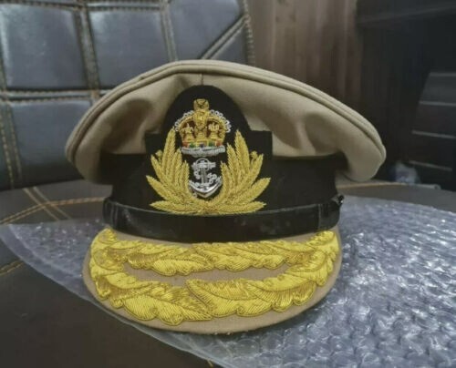 HAT CAP KEPI - WW2 British Royal Navy Admiral Officer Khaki Hats Caps ...