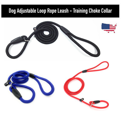 Dog Nylon Adjustable Loop Slip Rope Leash Lead Training Choke Pet ...