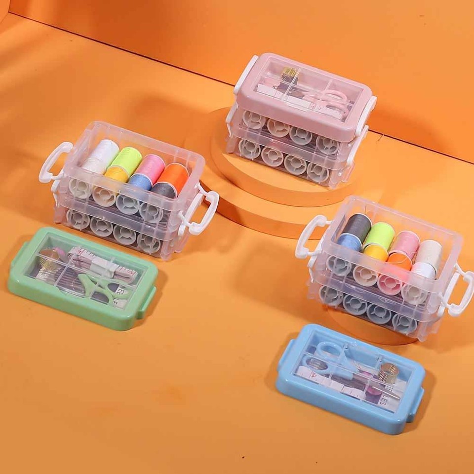 Sewing Kit Tool Storage Box Needle Thread Scissor Organizer Medicine ...