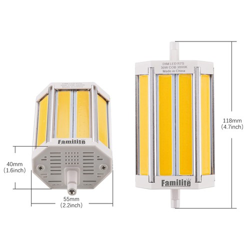 R7S LED Bulb 118MM, 30W COB Dimmable J118 Flood Light, 150W Halogen T3 ...