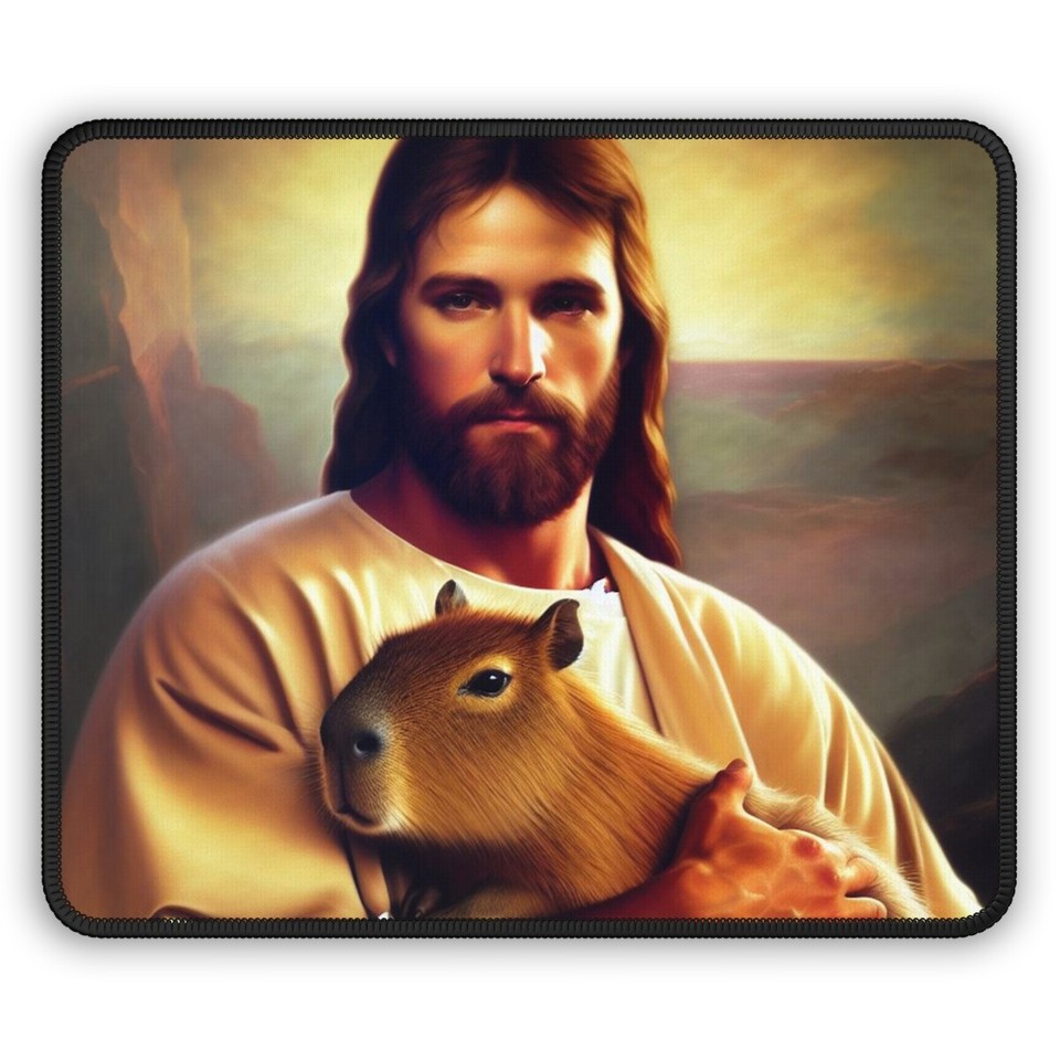 Capybara Mouse pad, Jesus Holding Capybara Gaming Mouse Pad | eBay
