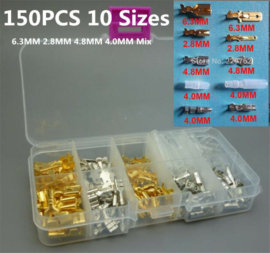 150X 12V Female Male Car Truck Spade Connector Copper Splice Crimp Wire ...