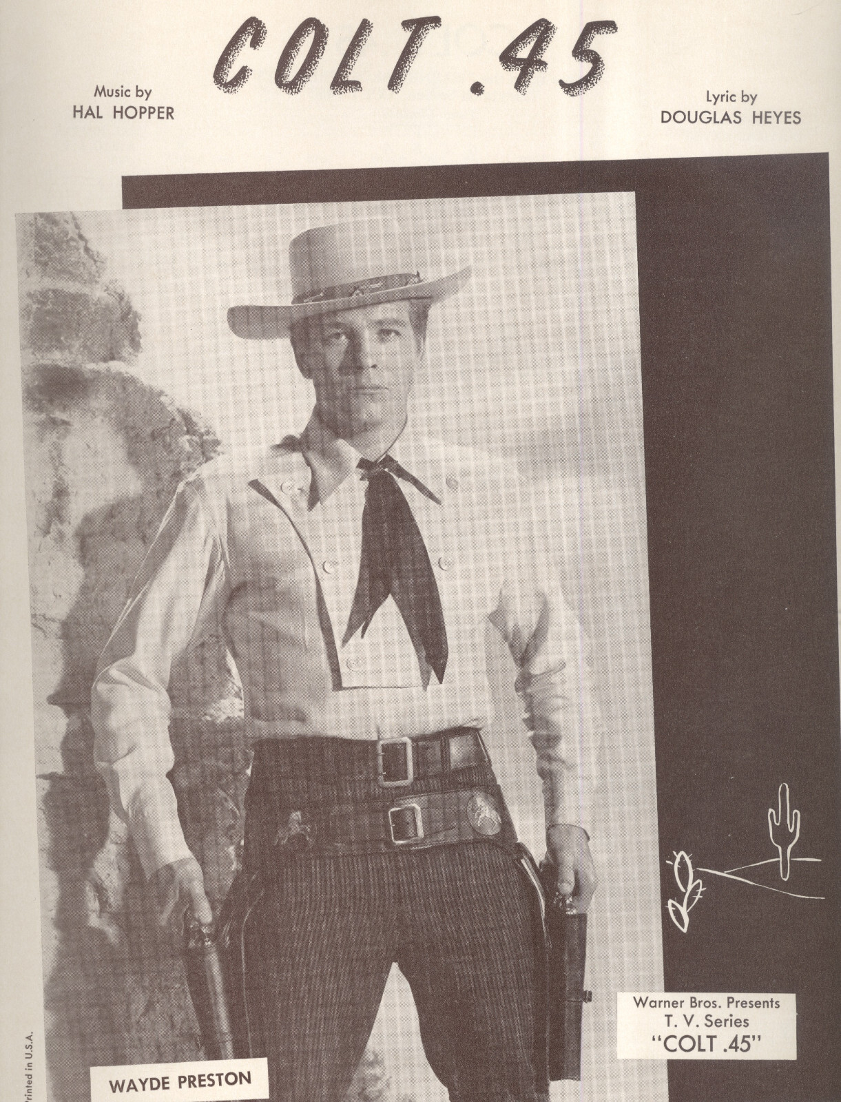 COLT .45 TV WESTERN Sheet Music "Colt .45" Wade Preston | eBay