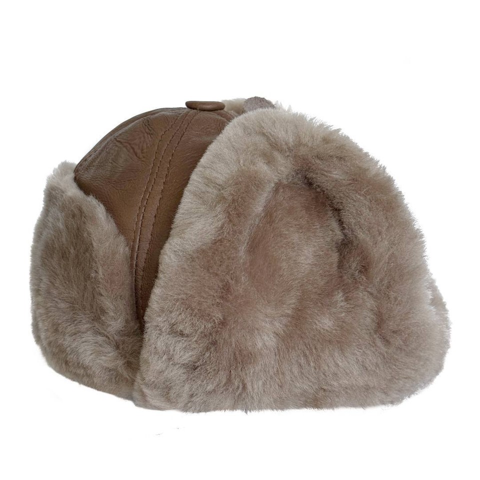 Kids Shearling Winter Hat Real Shearling Trapper Aviator Hat Ushanka | eBay