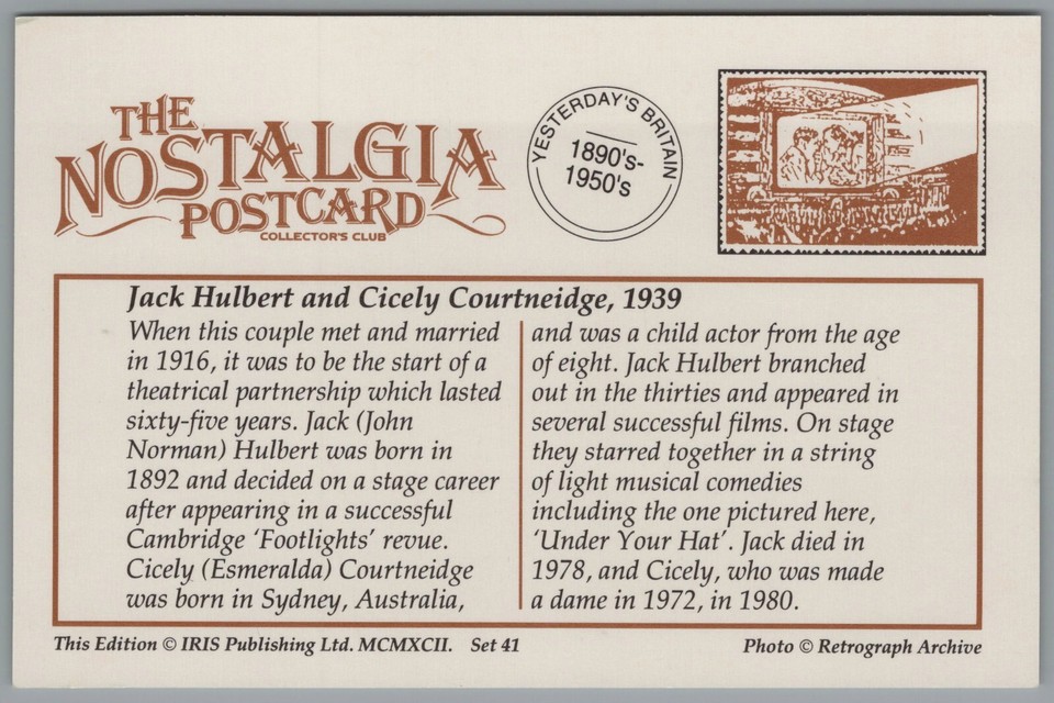 Jack Hulbert & Cicely Courtneidge 1939 Nostalgia Series Postcard | eBay UK