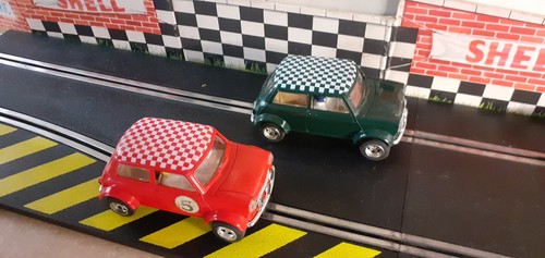 Scalextric C099 Mini Cooper.Pair Red & British Racing Green. Excellent ...