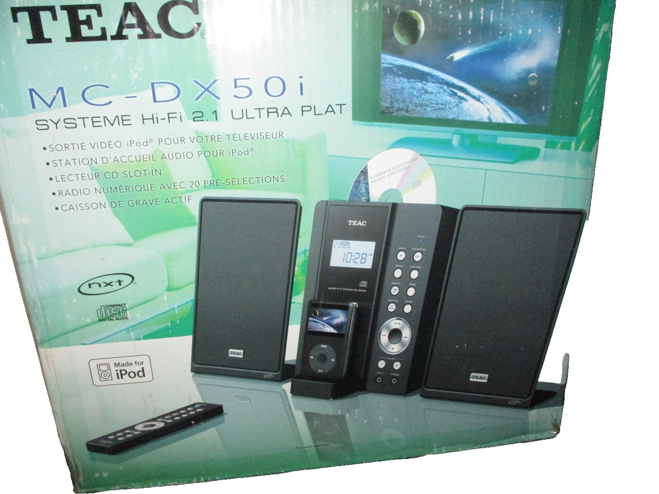 TEAC MC-DX50i Hi-Fi 2.1 Bookshelf Stereo System CD Radio iPod Subwoofer ...