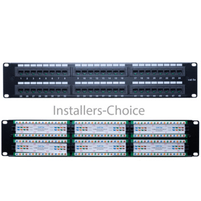 48 port Cat5e UTP LAN wall mount patch panel bracket RJ45 110 Network ...