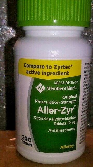 Member's Mark Aller-Zyr, 10mg Cetirizine HCl, Antihistamine - 400 Tabs ...