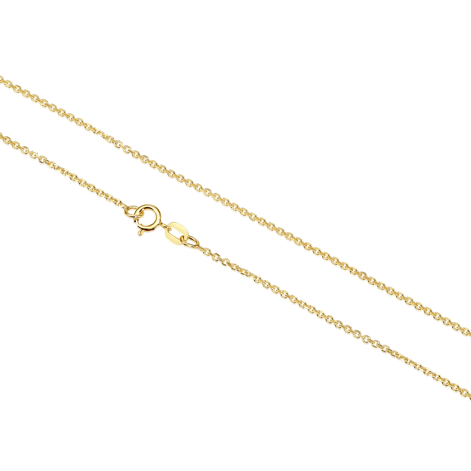 14K Real Solid Gold Diamond-Cut 0.9mm Thin Dainty Cable Chain Necklace ...