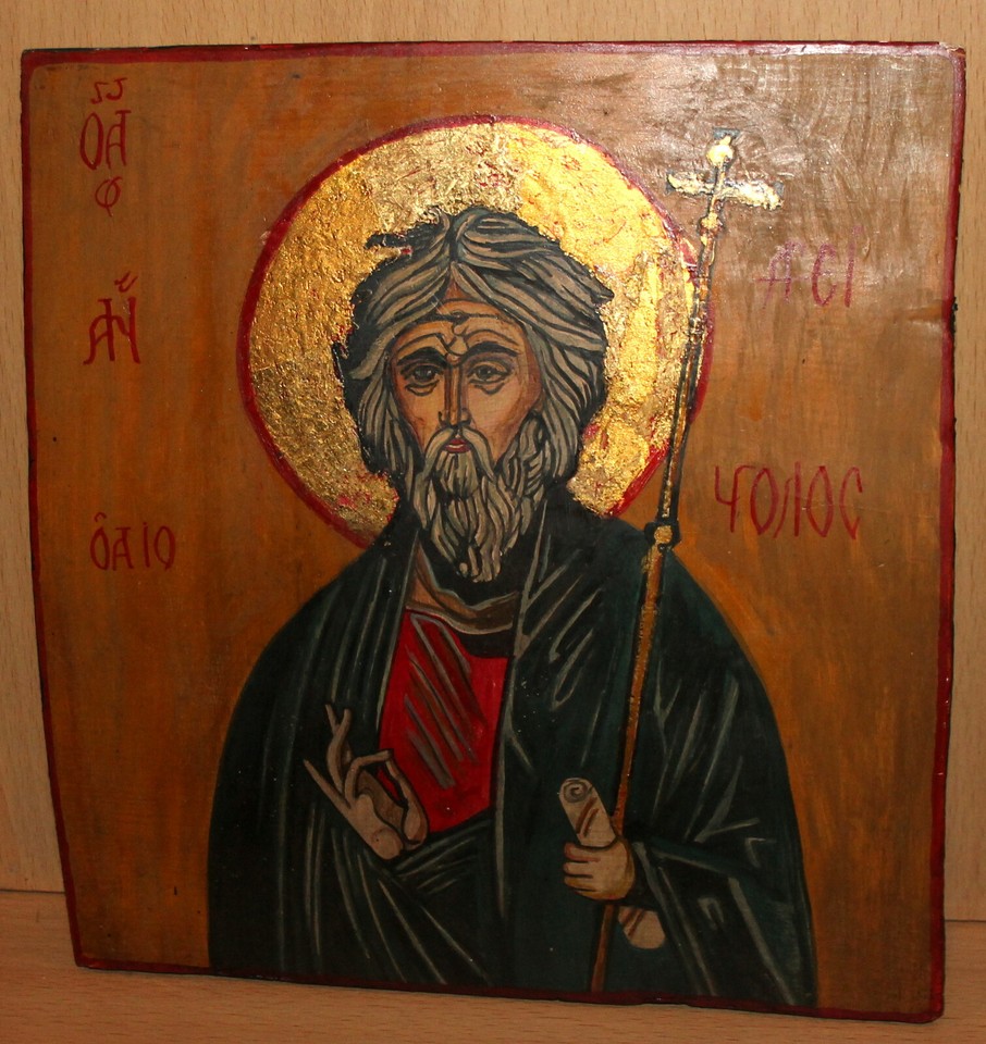 Vintage hand painted Orthodox icon Saint Andrew | eBay