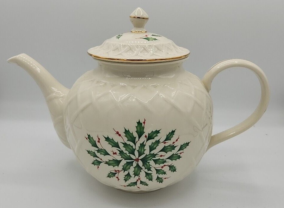 Lenox Holiday Teapot And Lid Fine China Christmas Holly | eBay
