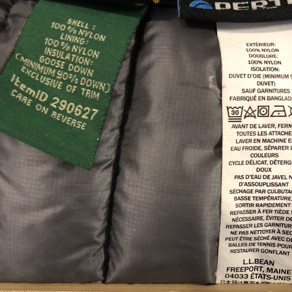LL Bean 850 Downtek Pertex Quantum Stow Away Ultralight Down Jacket Men ...