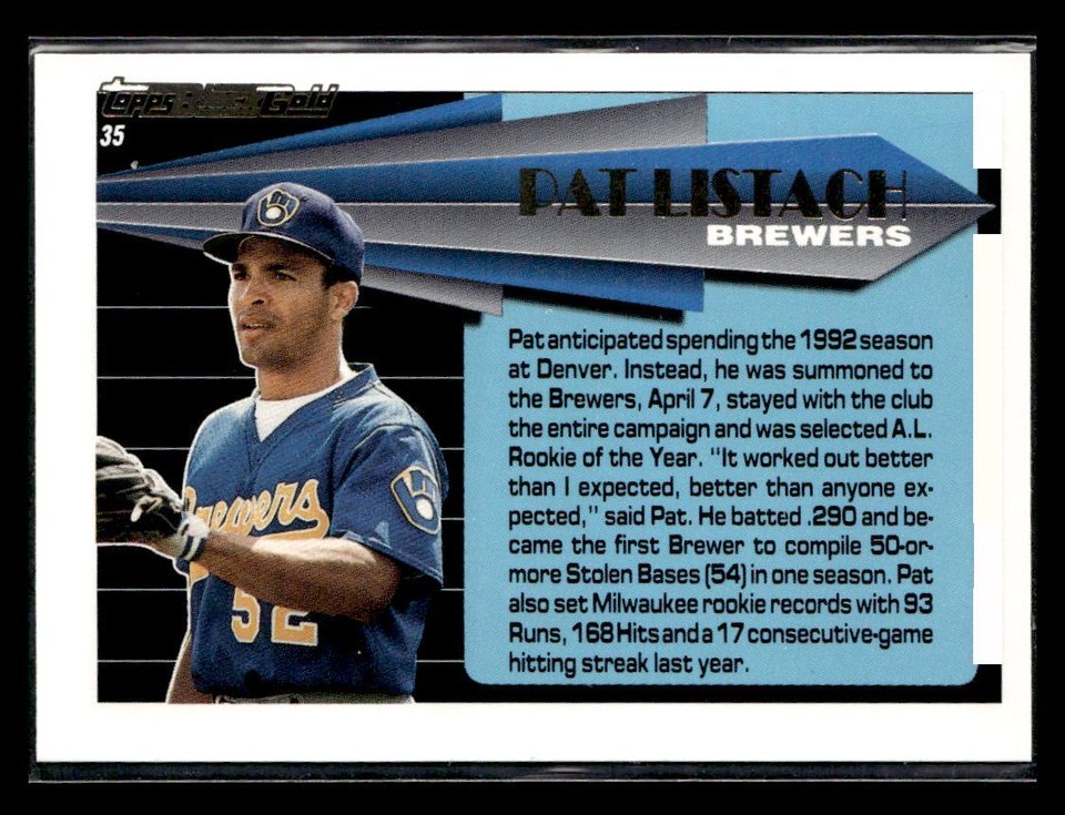 1993 Topps #35 Pat Listach Black Gold | eBay