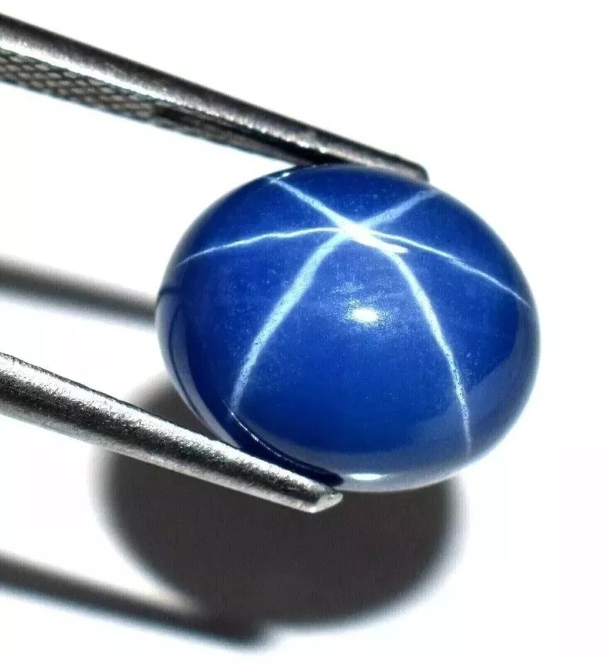 Sapphire Blue Star Cabochon 9+ Ct Natural 6 Rays Oval Cut Certified ...