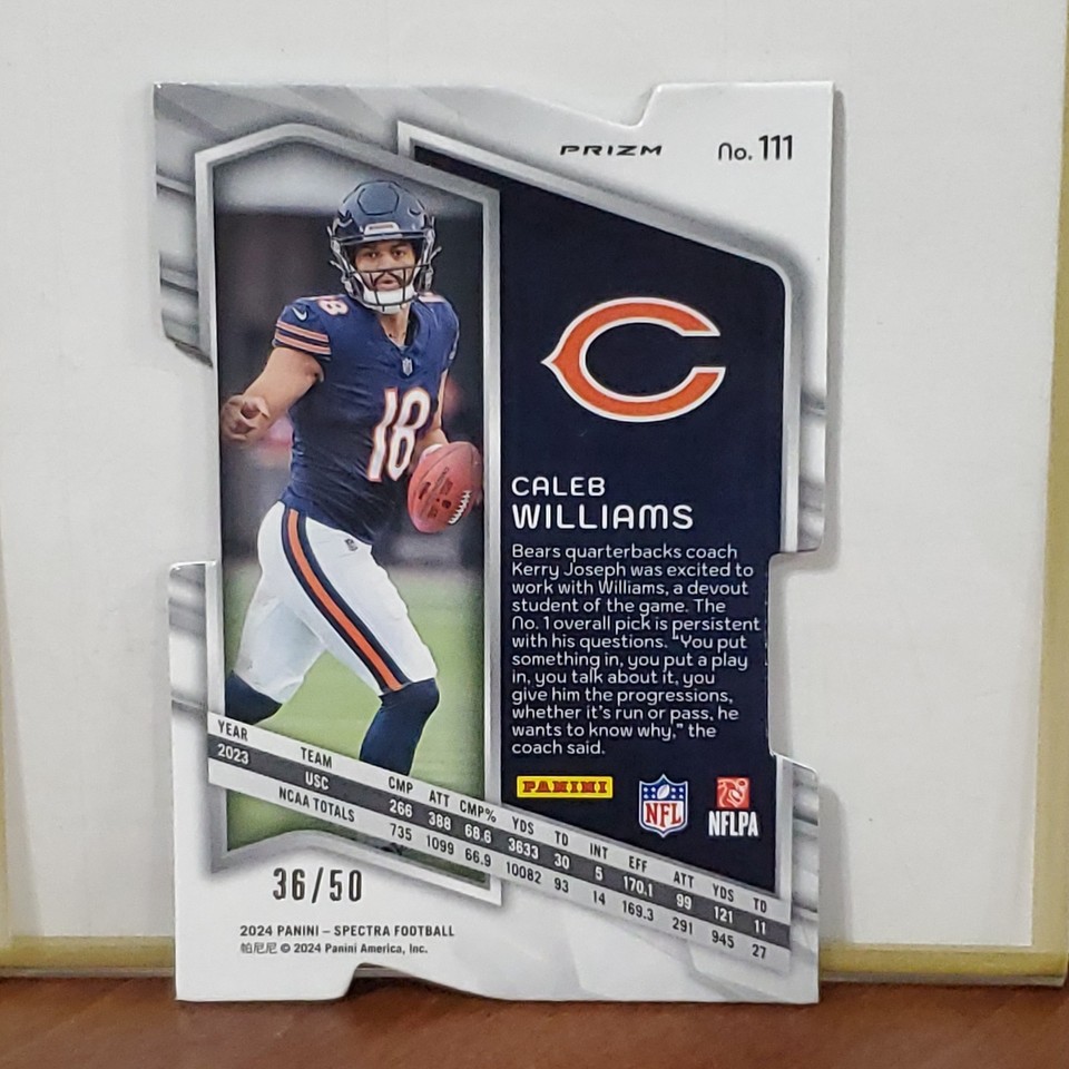Caleb Williams 2024 Spectra #111 Rookie Card Neon Blue Die Cut /50 ...