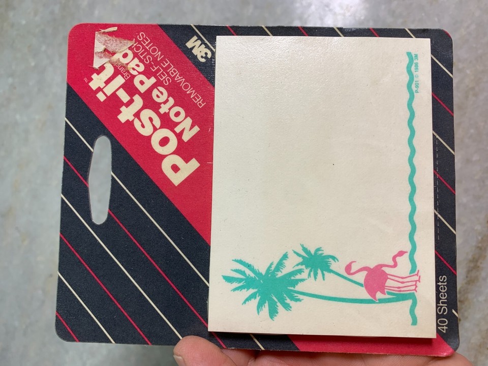 Vintage 1980s 80s 1990s 90s Post-IT Post IT Notes Teal Palm Tree Pink ...
