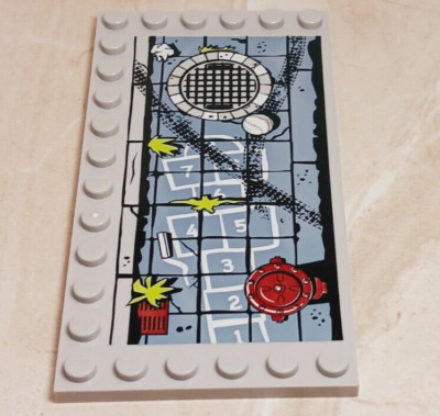 New LEGO Game Printed Plate SIDEWALK Drain Grill Chalk Hopscotch Fire ...