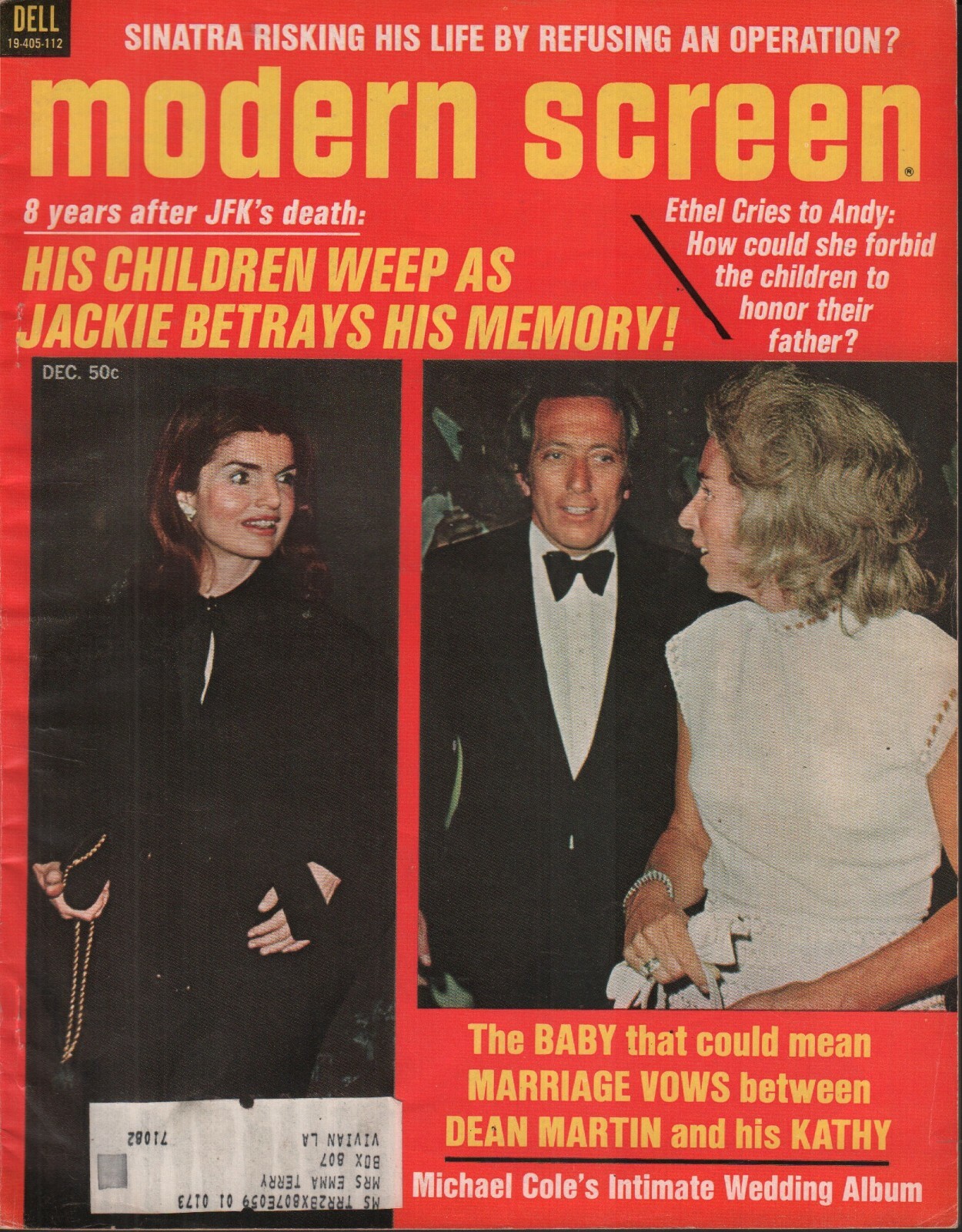 Modern Screen December 1971 Jackie Kennedy Onassis Ethel Andy 072219AME ...