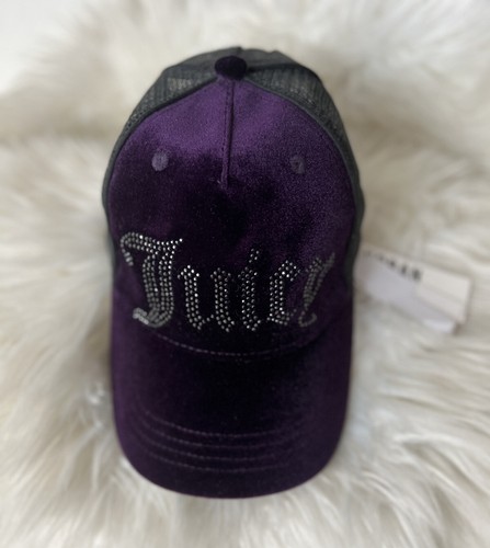 Juicy Couture Purple Velvet Trucker Hat Crystals Rhinestones Baseball ...