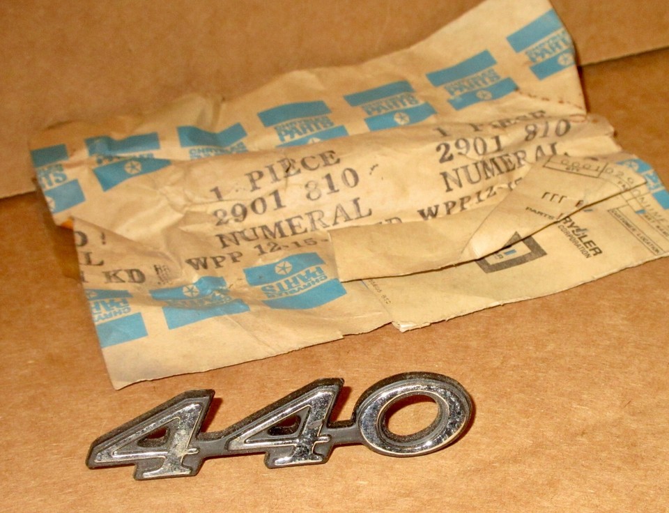 Mopar 2901810 fender nameplate "440" 1969, 1970 Dodge Coronet 440, NOS ...
