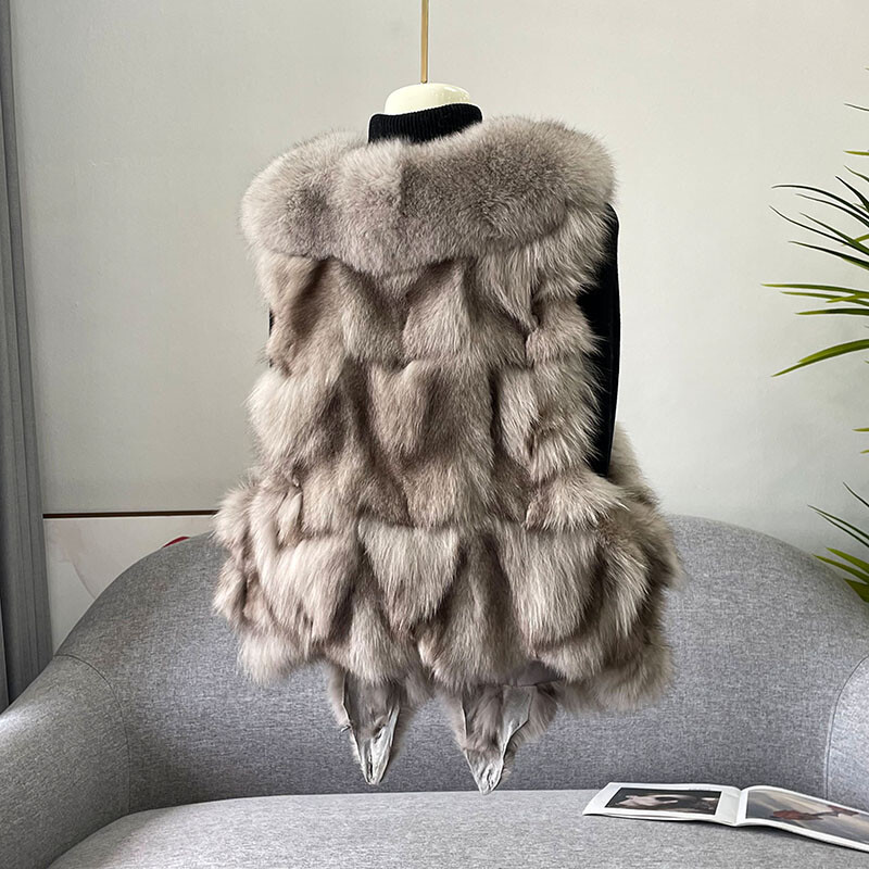Women Fashion 100% Real Fox Fur Vests Waistcoat Fur Gilet Outwear | eBay
