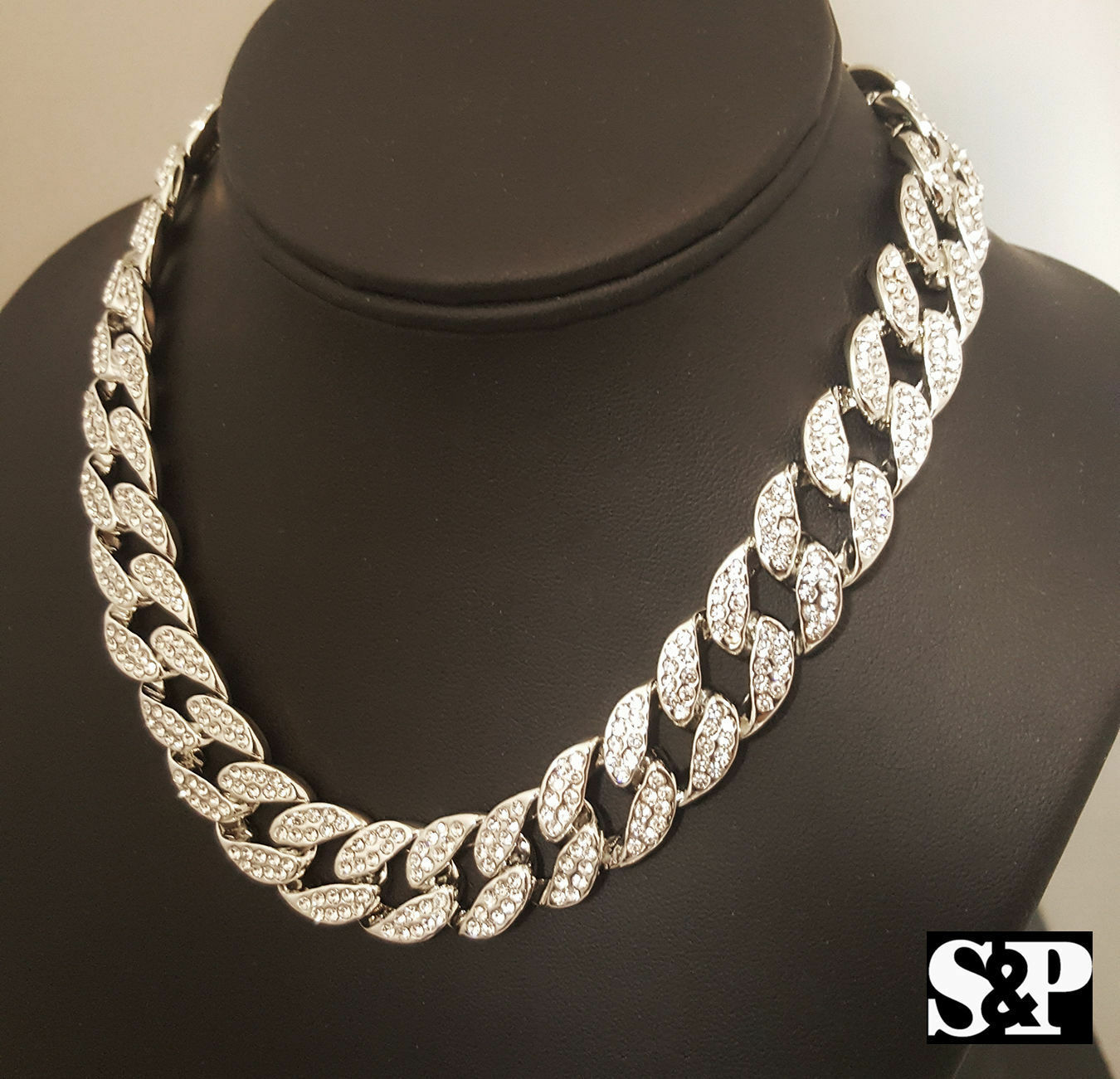 Hip Hop Quavo's Choker 18" Cuban & 16" Full Iced Cuban & 1 ROW DIAMOND ...