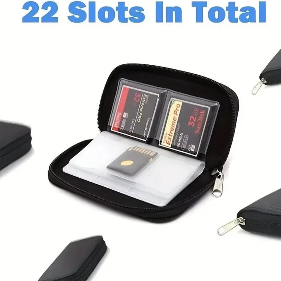 22 Slots Memory Card Carrying Case Holder Pouch for SD SDHC MMC Micro ...
