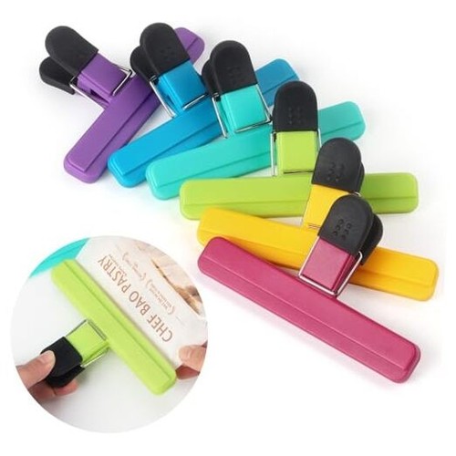 6 Pack Large Chip Bag Clips Assorted Color Food Bag Clips Plastic 6 x 3 ...
