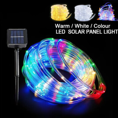 Solar powered led rope patio string fairy lights waterproof outdoor ...
