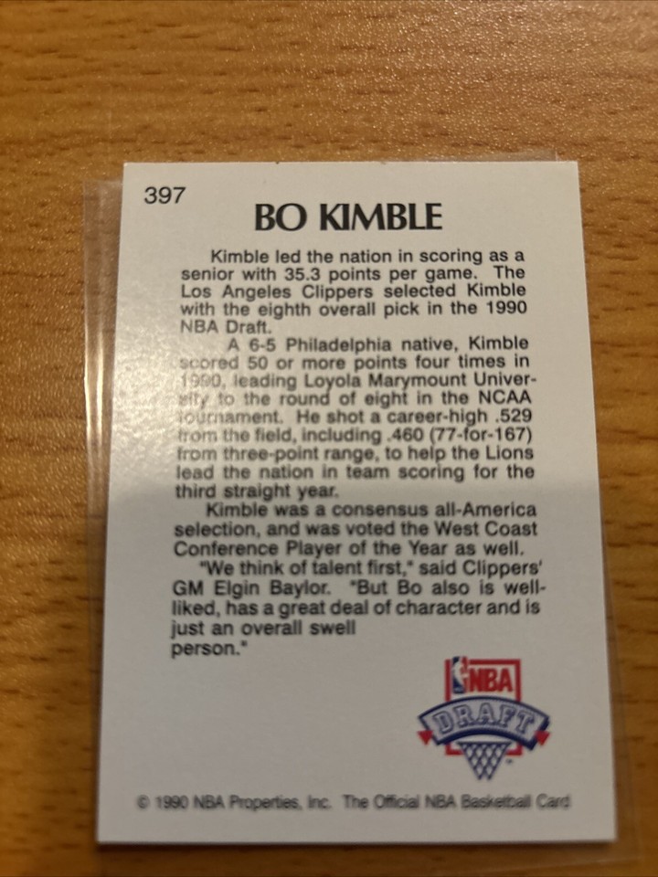 BO KIMBLE #397 NBA HOOPS 1990 LOTTERY PICK. | eBay