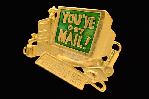 Danecraft Vintage Computer Pin Brooch Brushed Gold You've Got Mail AOL ...