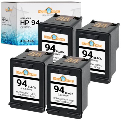 4PK Fits HP 94 C8765WN Black Ink HP Officejet 150 6210 7205 7210 7310 ...
