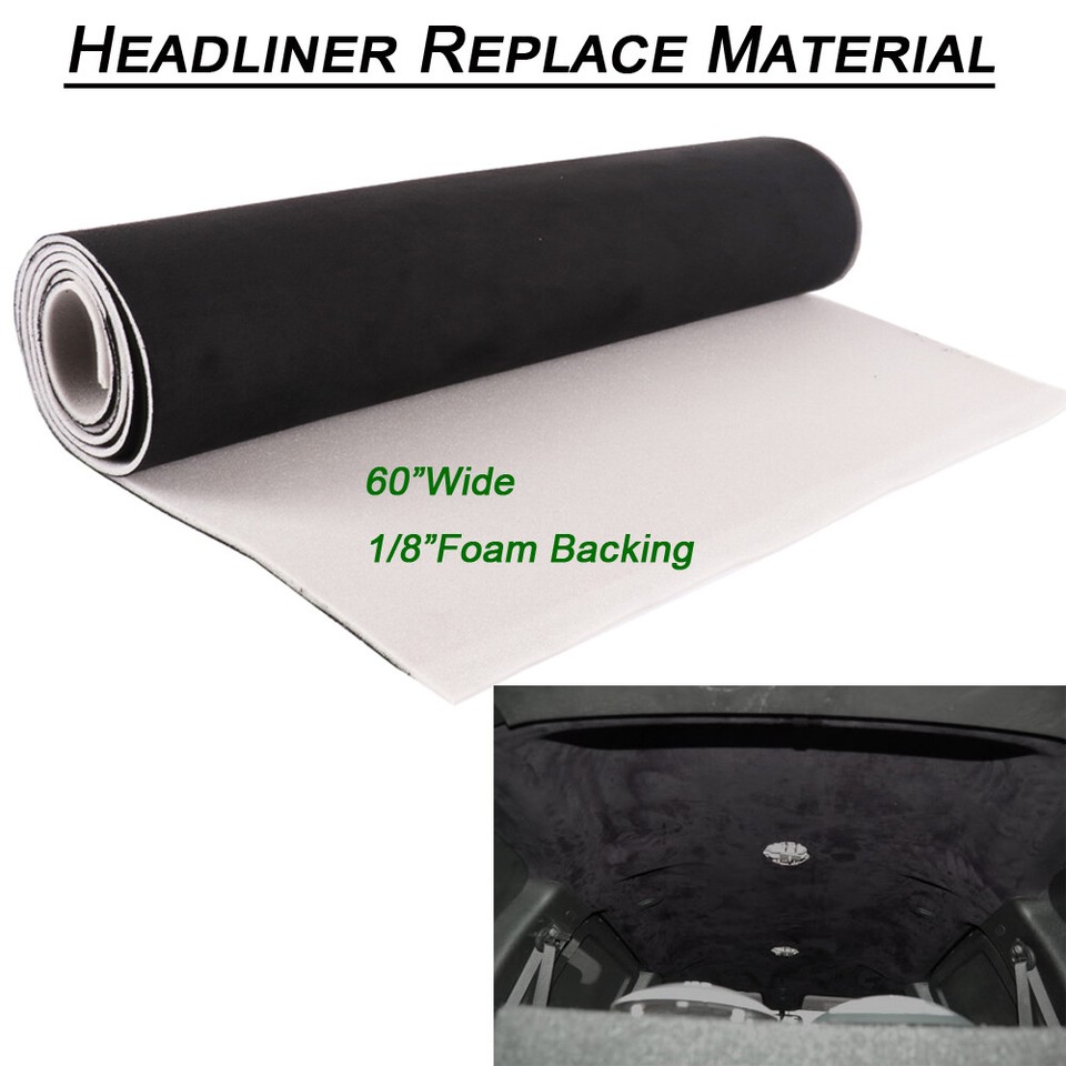 BLACK Suede Headliner Fabric Material 96"x60" Car Interior Roof Liner ...