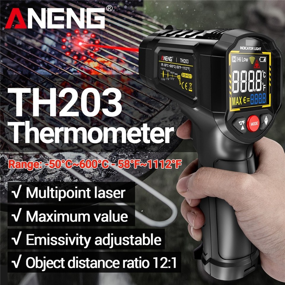 Infrared Thermometer LCD Digital Non-contact Laser IR Temperature Gun ...
